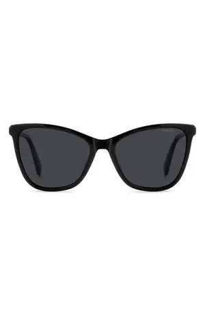 POLAROID 55mm Polarized Cat Eye Sunglasses - Black/grey