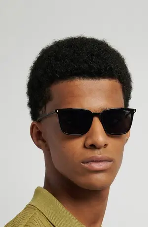 POLAROID 55mm Polarized Rectangle Sunglasses - Black/grey