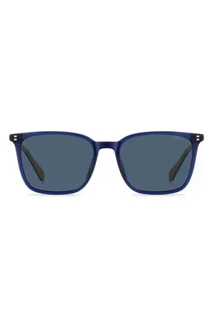 POLAROID 55mm Polarized Rectangle Sunglasses - Blue/blue
