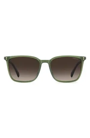 POLAROID 55mm Polarized Rectangle Sunglasses - Green/brown