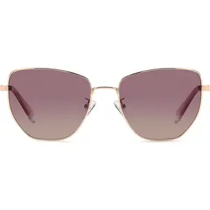 POLAROID 56mm Polarized Gradient Square Sunglasses - Gold/burgundy