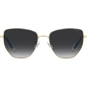 POLAROID 56mm Polarized Gradient Square Sunglasses - Gold/grey