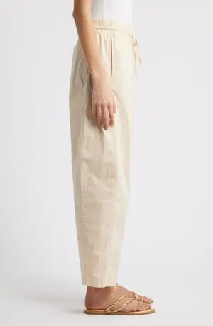 Caslon Stretch Cotton Drawstring Ankle Pants - Beige Burnt