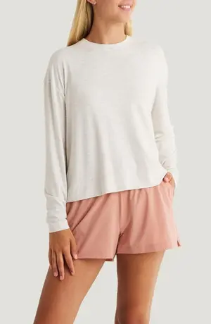 FREE FLY Shade Crossover Long-sleeve Top - Off White Heather