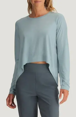FREE FLY Crop Long Sleeve Top - Ocean Mist