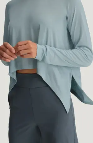FREE FLY Crop Long Sleeve Top - Ocean Mist