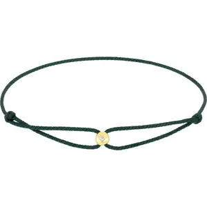 Ef Collection Diamond Dot Cord Bracelet - 14k Yellow Gold/dark Green