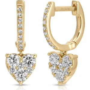 Ef Collection Pavé Diamond Huggie Hoop Earrings - 14k Yellow Gold