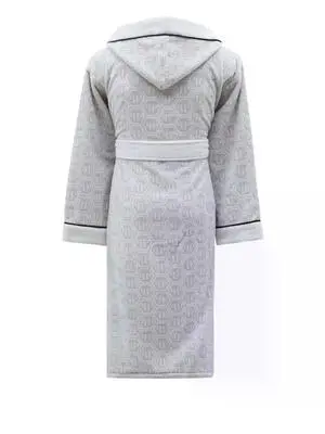 Philipp Plein Hooded Logo-pattern Bath Robe - Grey
