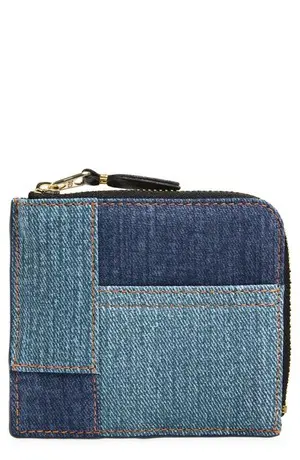 Comme Des Garçons Denim Print Pocket Half Zip Wallet - Blue