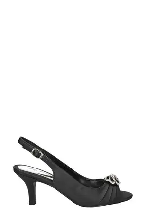 EASY WORKS BY EASY STREET Poise Slingback Sandal - Black Satin