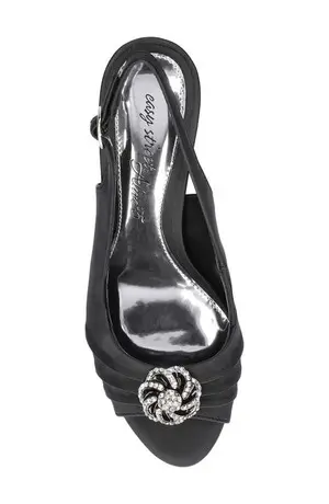EASY WORKS BY EASY STREET Poise Slingback Sandal - Black Satin