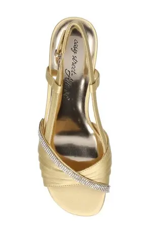 EASY WORKS BY EASY STREET Delite Slingback Sandal - Gold Satin-stones