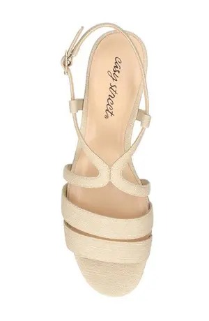EASY WORKS BY EASY STREET Ankle Strap Sandal - Natural Linen