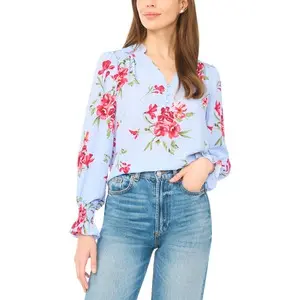 CECE DUPRAZ Floral Smocked Top
