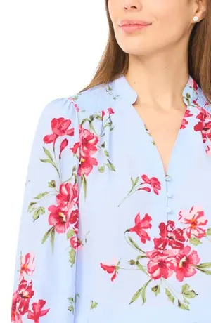 CECE DUPRAZ Floral Smocked Top