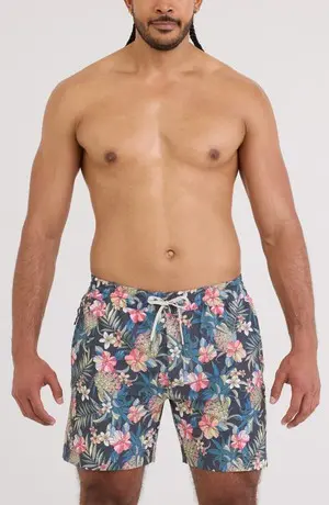 SAXX Sea To Shore 2n1 6-inch Volley Swim Trunks - Pineapple Field