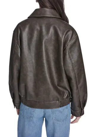 LEVI'S Relaxed Faux Leather Bomber Jacket - Brown