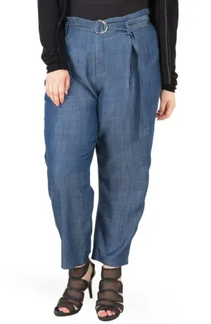 STANDARDS & PRACTICES Marina Belted Paper Bag Waist Trousers - Blue