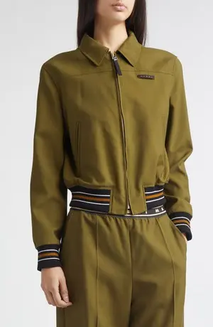 Marni Virgin Wool Bomber Jacket - 00v51dusty Olive