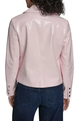 Karl Lagerfeld Patent Leather Shirt Jacket - Blush