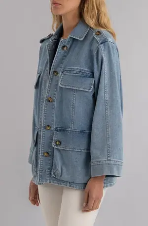 Kut From The Kloth Oversize Denim Military Jacket
