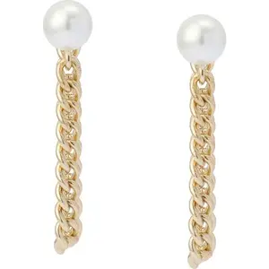 ALLSAINTS Faux Pearl Chain Drop Earrings - Gold/pearl