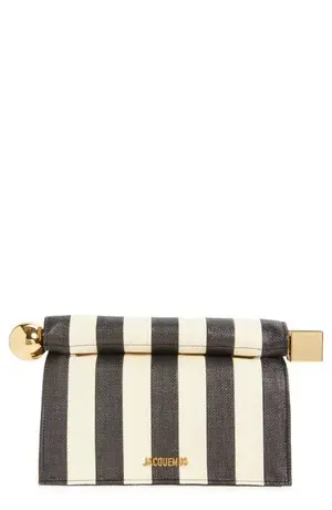 Jacquemus La Pochette Rond Carré Stripe Clutch - Natural/black 1fy