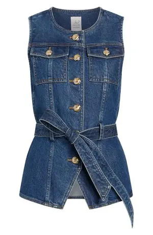 Cinq À Sept Reenee Tie-waist Denim Vest - Tide