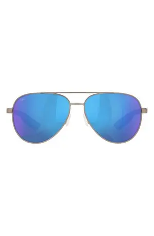 COSTA DEL MAR 57mm Polarized Aviator Sunglasses - Gunmetal/blue Mirror 580g