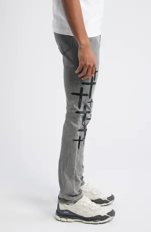 RtA Bryant Clouded Mist Cross Skinny Jeans