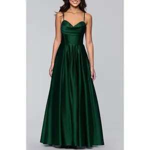 BLONDIE NITES Diamante Lace-up Ballgown - Hunter