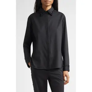 GOLDEN GOOSE Journey Floral Beaded Virgin Wool Twill Shirt
