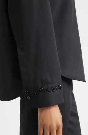 GOLDEN GOOSE Journey Floral Beaded Virgin Wool Twill Shirt