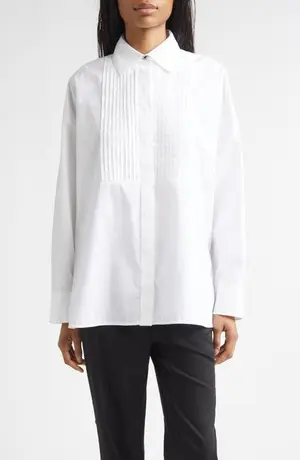 GOLDEN GOOSE Pintuck Bib Oversize Button-up Shirt