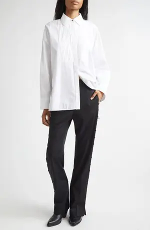 GOLDEN GOOSE Pintuck Bib Oversize Button-up Shirt