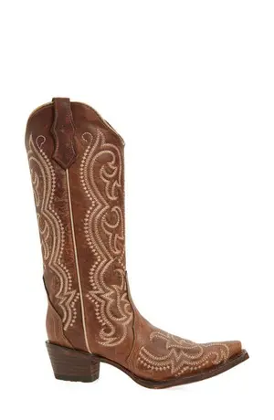 CIRCLE G Embroidered Western Boots - Brown