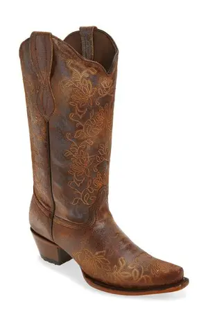 CIRCLE G Floral Embroidered Western Boots - Brown