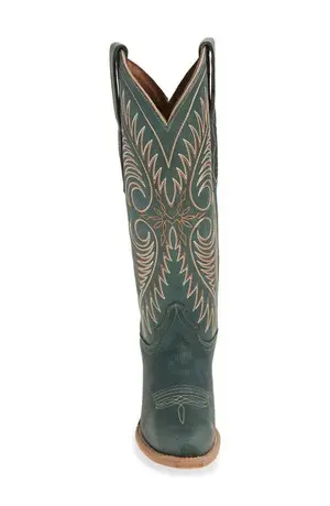 CIRCLE G Contrast Embroidery Tall Western Boots - Blue