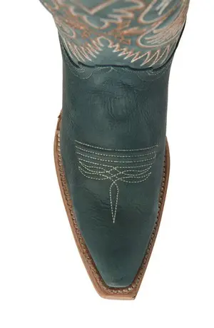 CIRCLE G Contrast Embroidery Tall Western Boots - Blue
