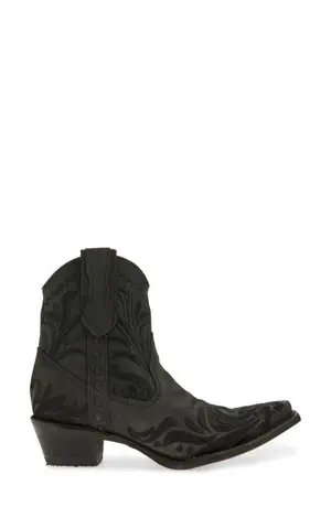 CIRCLE G Embroidered Western Ankle Boots - Black