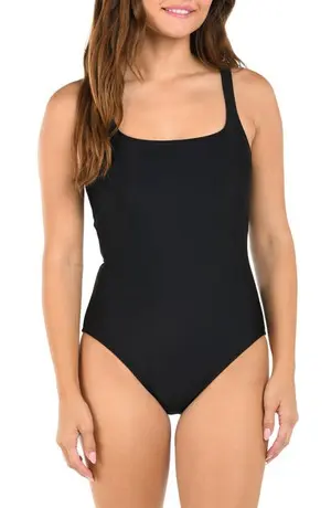 CITRUS Solid One-piece Swimsuit - Black