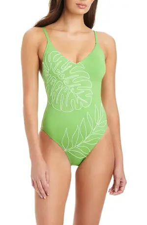 Sanctuary Embroidered Open Back One-piece Swimsuit - Provence Green