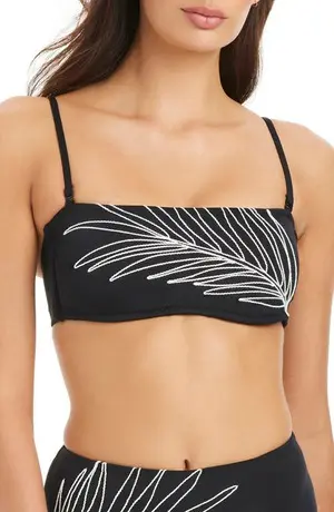 Sanctuary Embroidered Bandeau Bikini Top - Black