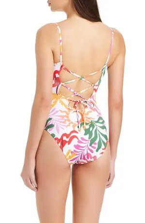 Sanctuary Lace-up Back One-piece Swimsuit