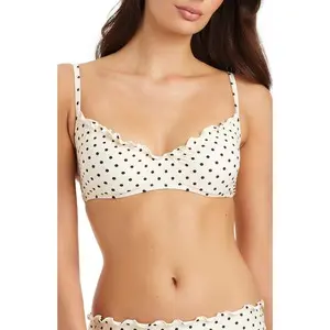 Sanctuary Polka Dot Bikini Top - White Sand