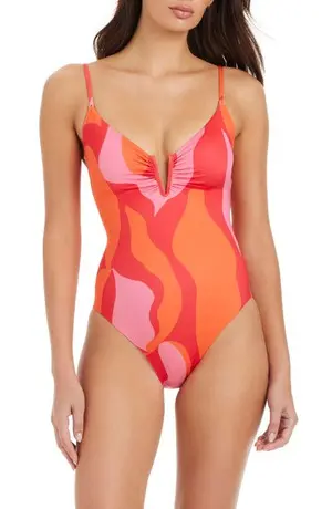 Sanctuary Abstract Print One-piece Swimsuit - Red Energy