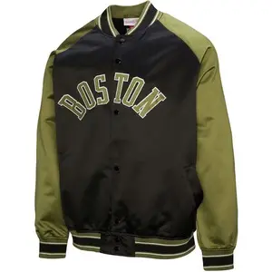 Mitchell & Ness Black Boston Celtics Clutch Satin Raglan Full-snap Jacket - Olive