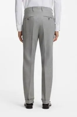 BOSS Two-piece Slim-fit Suit In Cotton And Virgin Wool - Silver