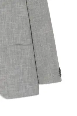 BOSS Two-piece Slim-fit Suit In Cotton And Virgin Wool - Silver